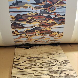 Wind, Original Woodcut Reduction Print - Etsy