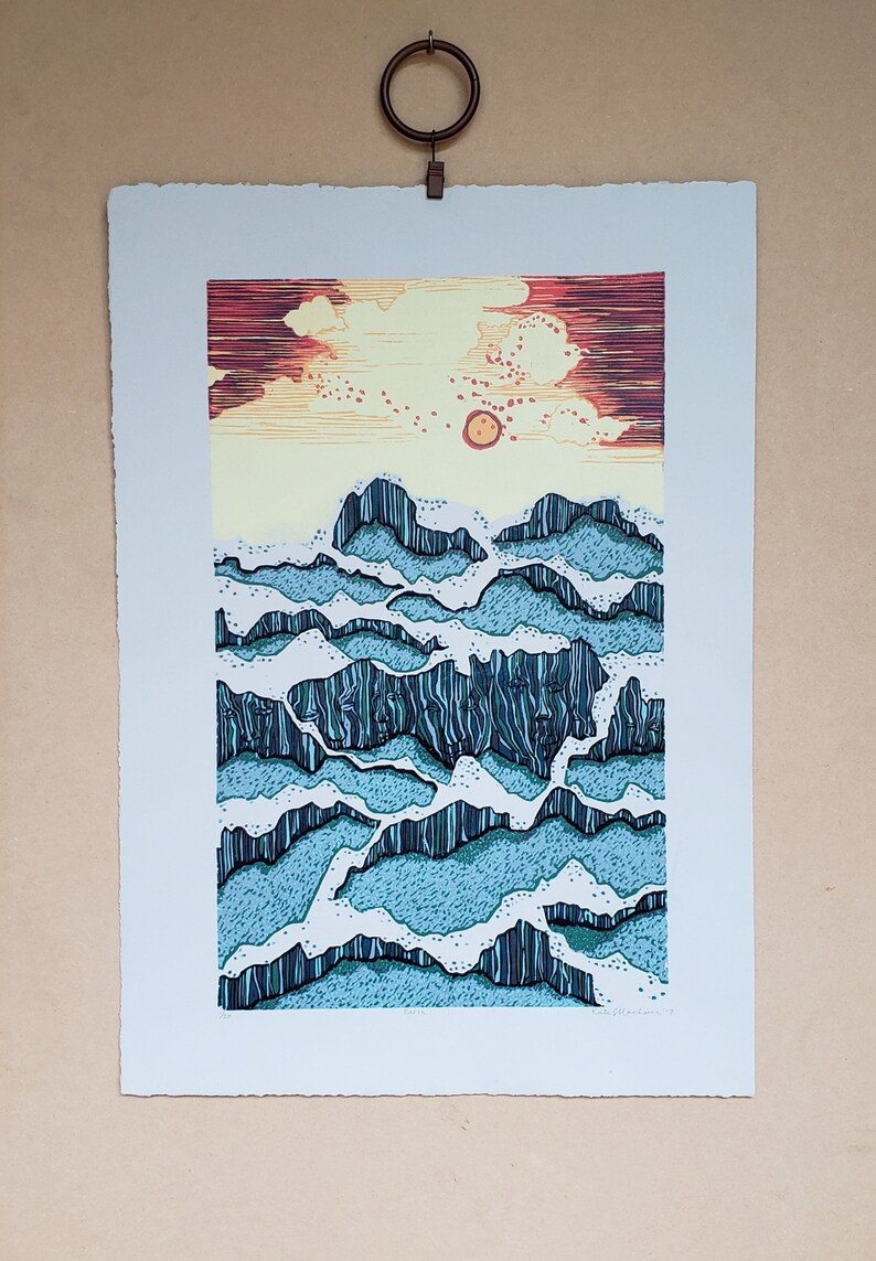 Earth, Original Woodcut Reduction Print - Etsy