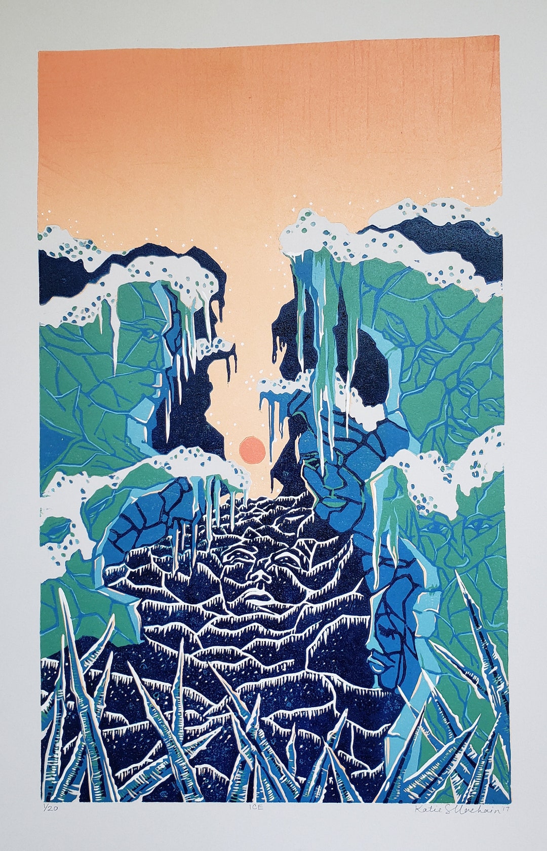 Ice, Original Woodcut Reduction Print - Etsy Canada