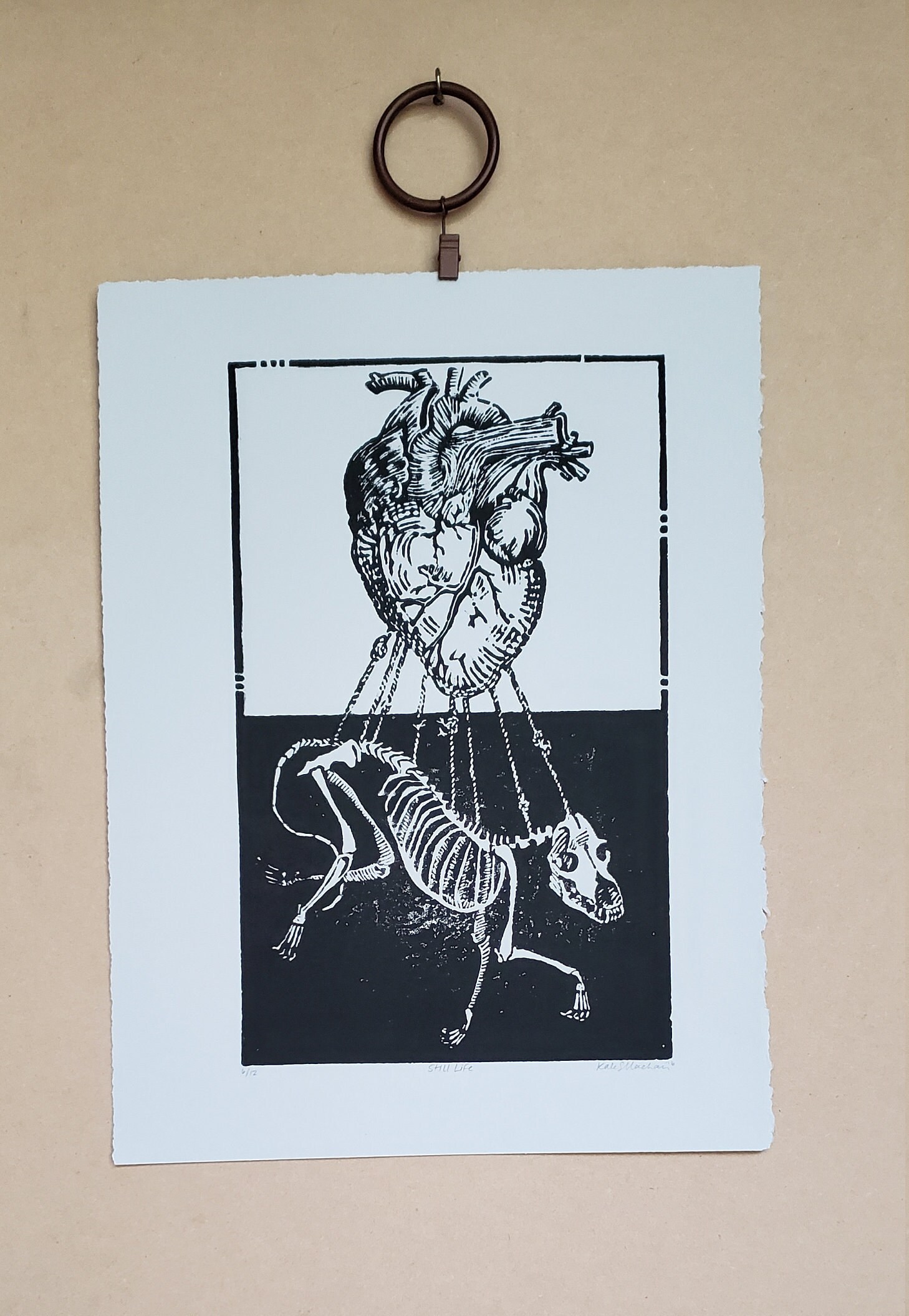 Still Life Dog Skeleton Original Woodcut Print - Etsy UK