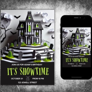 It's Showtime Beetlejuice Inspired Party Invite - Editable Digital ...