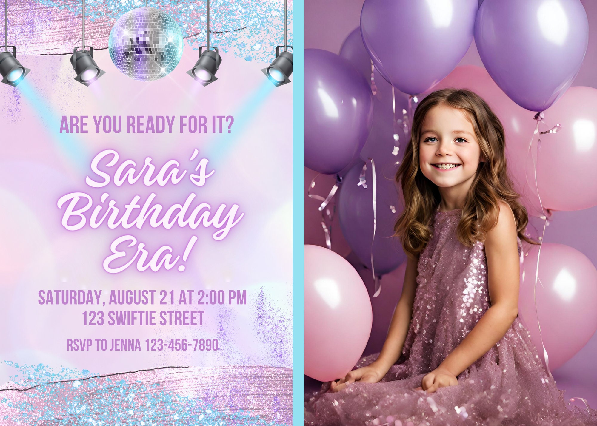 Swiftie / Eras Birthday Invitation With Photo Editable Digital Template ...
