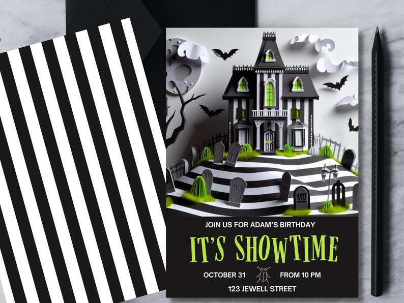 It's Showtime Beetlejuice Inspired Party Invite - Editable Digital ...