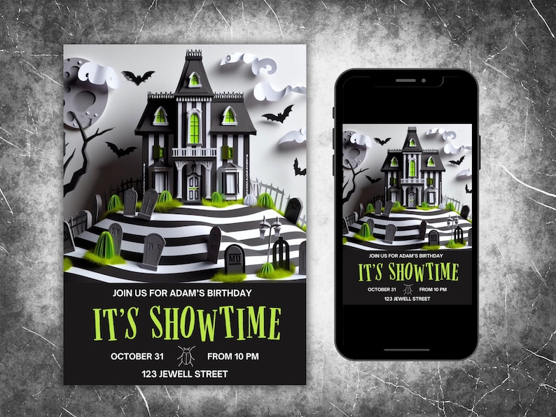 It's Showtime Beetlejuice Inspired Party Invite - Editable Digital ...