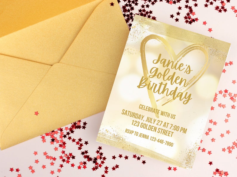 Golden Birthday / All Gold Party Invitation - Editable Digital Template ...