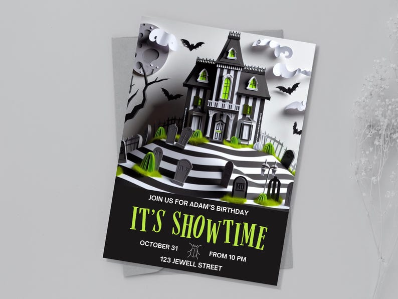 It's Showtime Beetlejuice Inspired Party Invite - Editable Digital ...