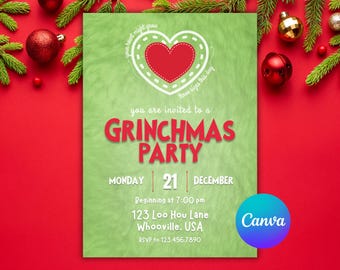 Grinch Party Invitation Grinch Invitation Christmas Invite Grinchmas ...