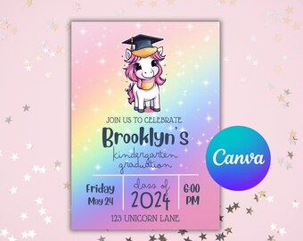 Editable Unicorn Preschool Graduation or Kindergarten Graduation ...