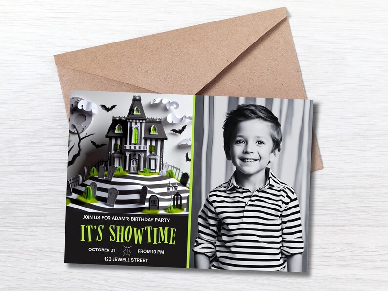 It's Showtime Beetlejuice Inspired Party Invite With Photo- Editable ...