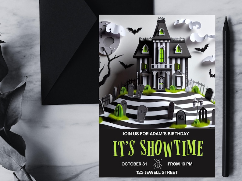 It's Showtime Beetlejuice Inspired Party Invite - Editable Digital ...