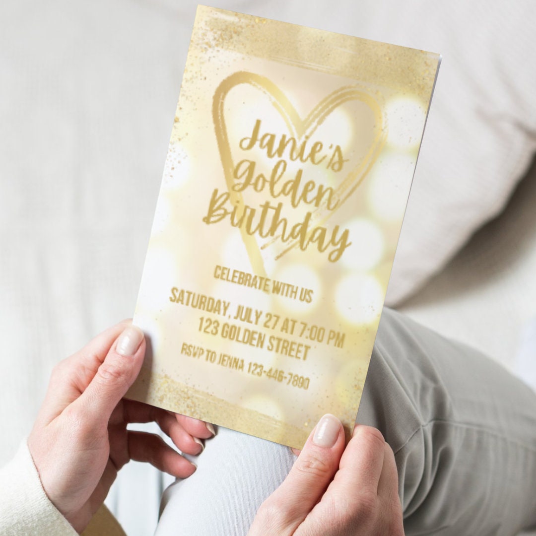 Golden Birthday / All Gold Party Invitation - Editable Digital Template ...