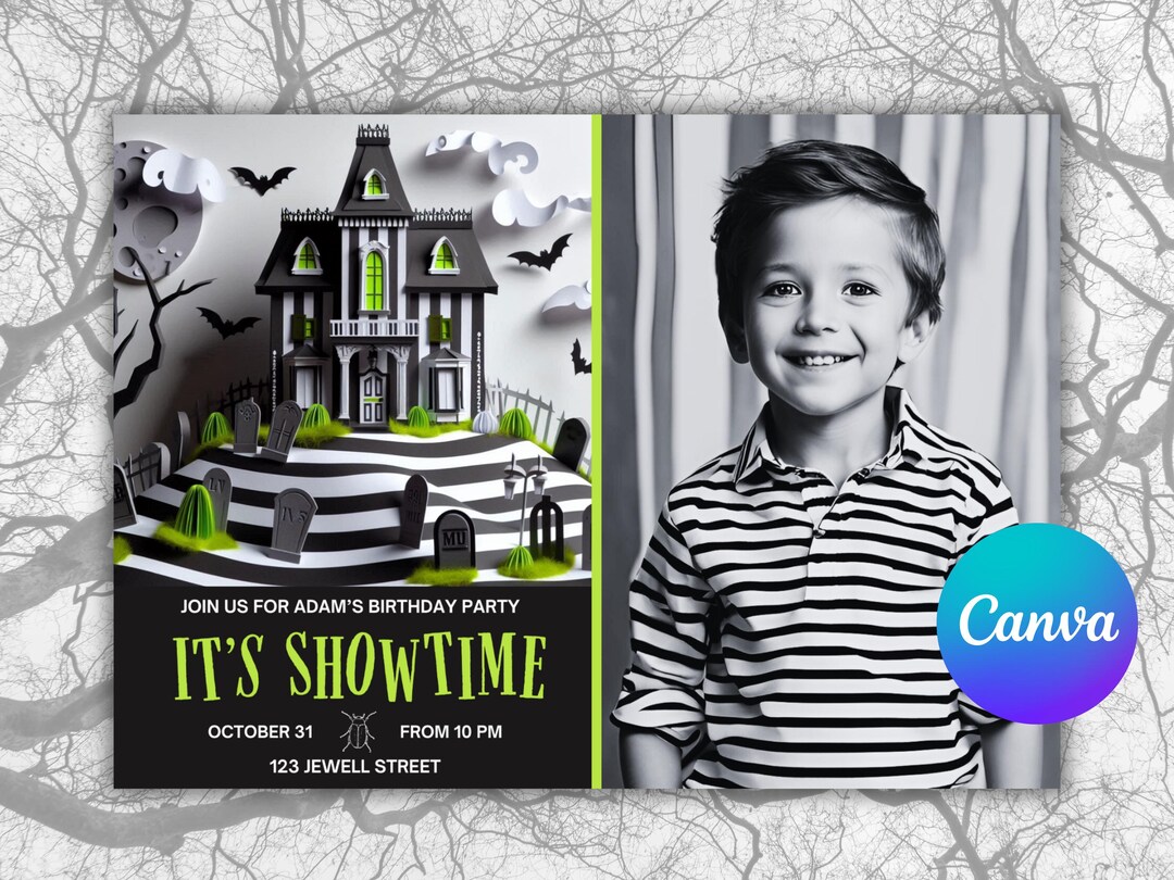 It's Showtime Beetlejuice Inspired Party Invite With Photo- Editable ...