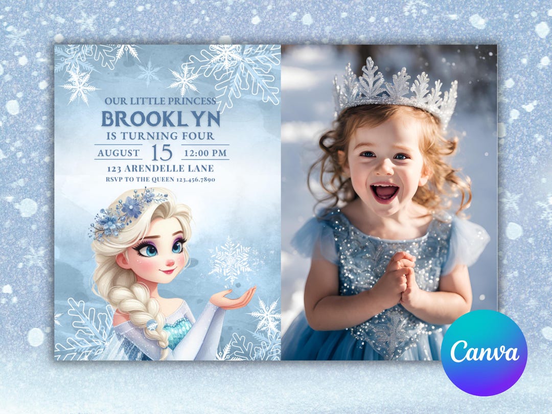 Frozen Elsa Inspired Birthday Party Invitation– Digital Editable ...