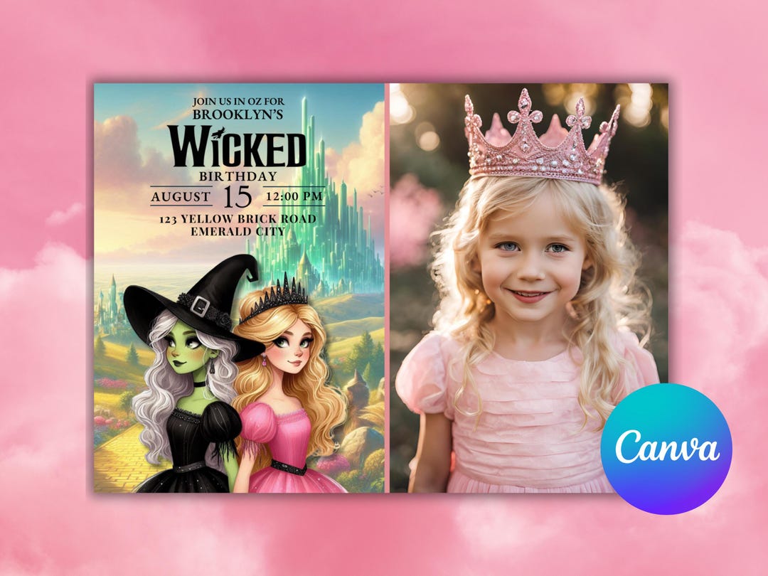 Wicked Party Invitation With Photo - Editable Digital Template - Etsy