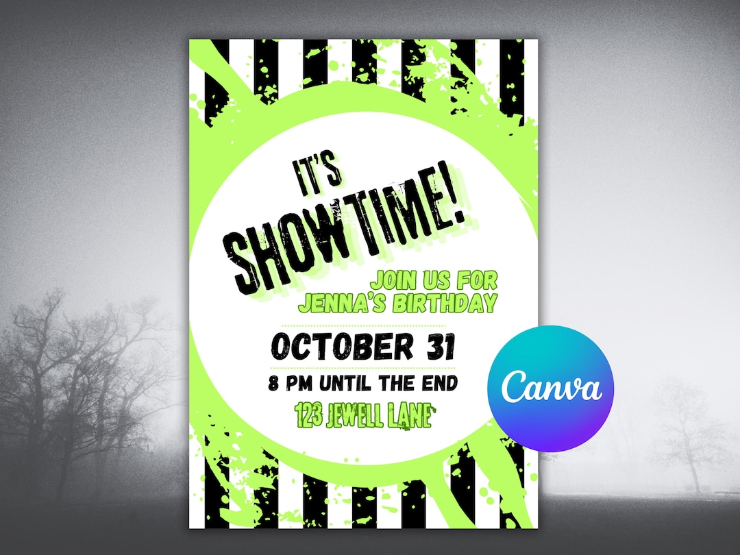 Beetlejuice Inspired Party Invite - Editable Digital Template - Etsy