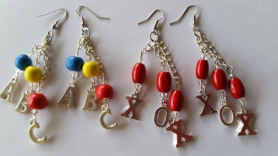 ABC or Hugs and Kisses Dangling Silver Plated Alphabet | Etsy