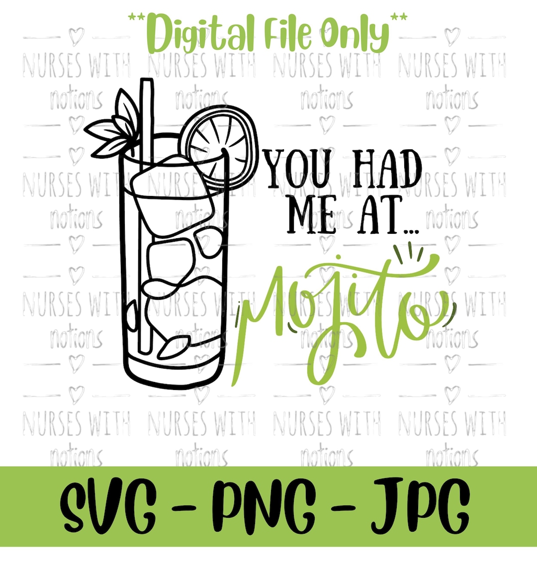 Drinking Svg Alcohol Svg Mojito Svg Mojito Cut File Digital Cut File ...