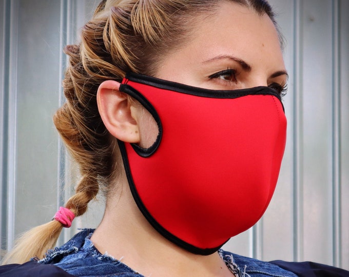 Red Neoprene Face Masks Adult Washable Face Mask Reusable Mask Dust ...