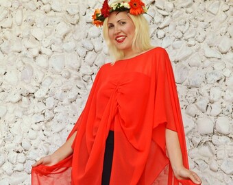 Extravagant Red Top TT87 Long Summer Top Sheer Red Duster - Etsy