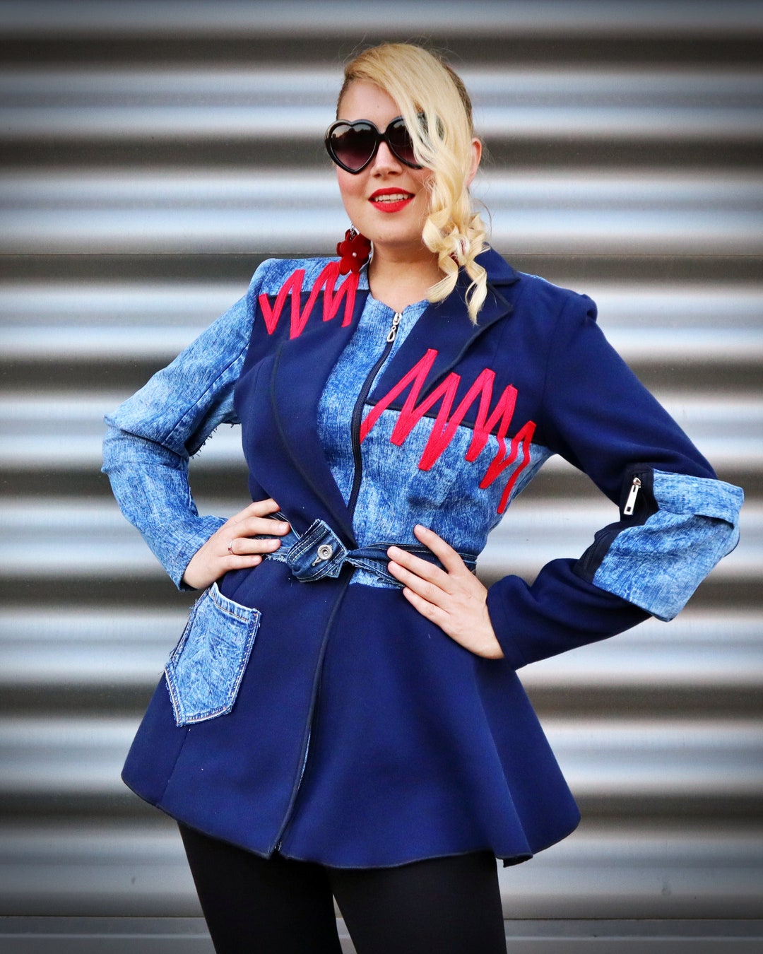 Multi Fabric Denim Jacket for Women, Wool and Jean Coat, New Design ...