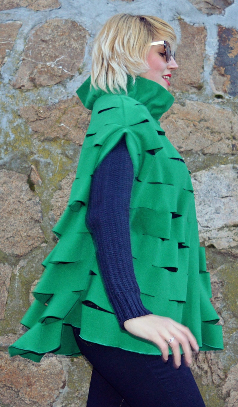 Laser Cut Wool Cape Women's Poncho Cape Cropped Cloak | Etsy