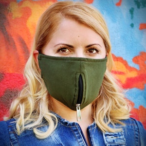 Face Mask With Zipper Washable Mask With Filter Pocket Tm5a - Etsy