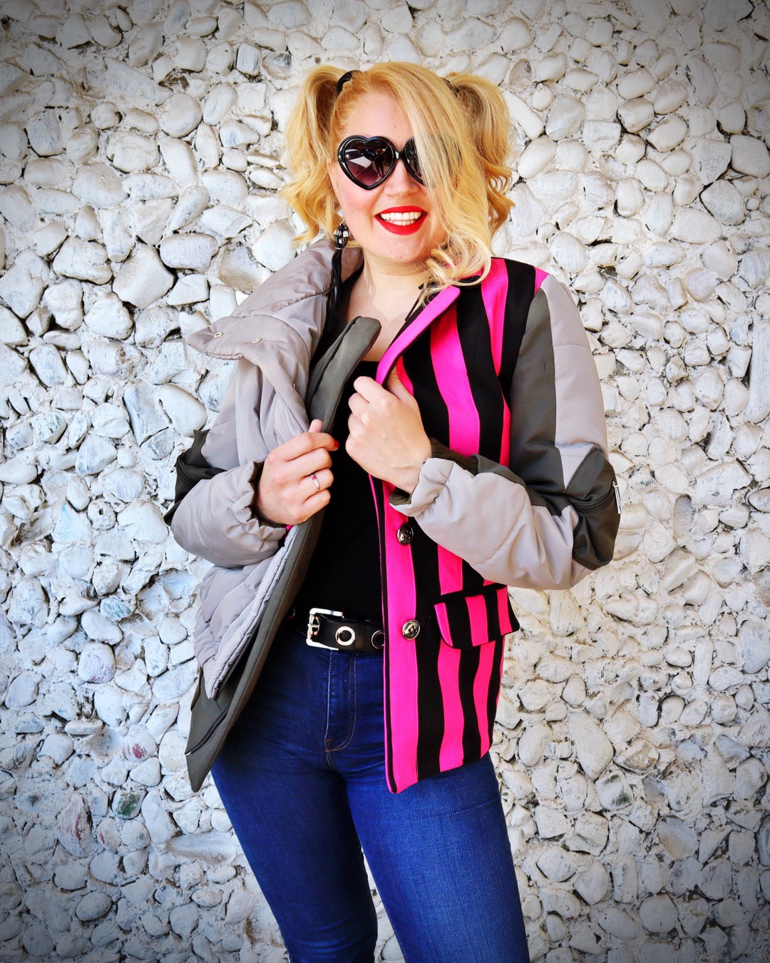 Multi-fabric Jacket, Grunge Punk Jacket, Jacket With Stripes, Boho ...