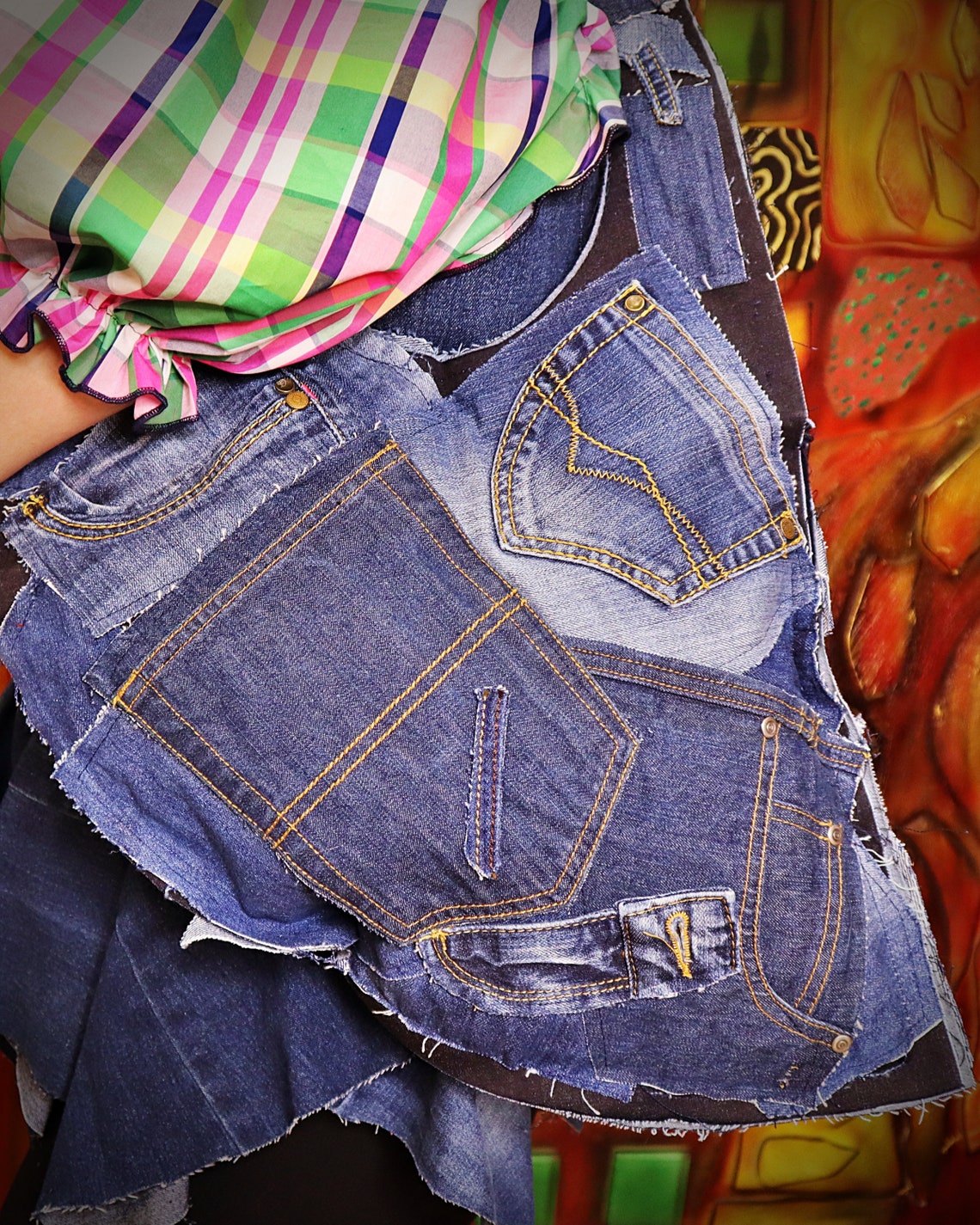 Patchwork Denim Bag Jean Handbag With Patches TLB51 - Etsy