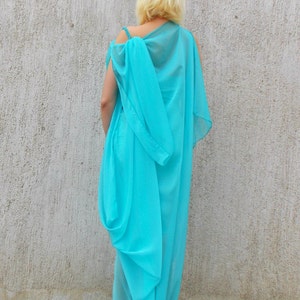 Aqua Asymmetrical Chiffon Caftan / Aqua Maxi Loose Dress TDK109 - Etsy
