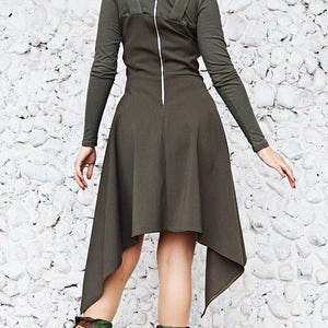 Rockabilly Army Khaki Dress, Pinup Asymmetrical Dress TDK279, Military ...