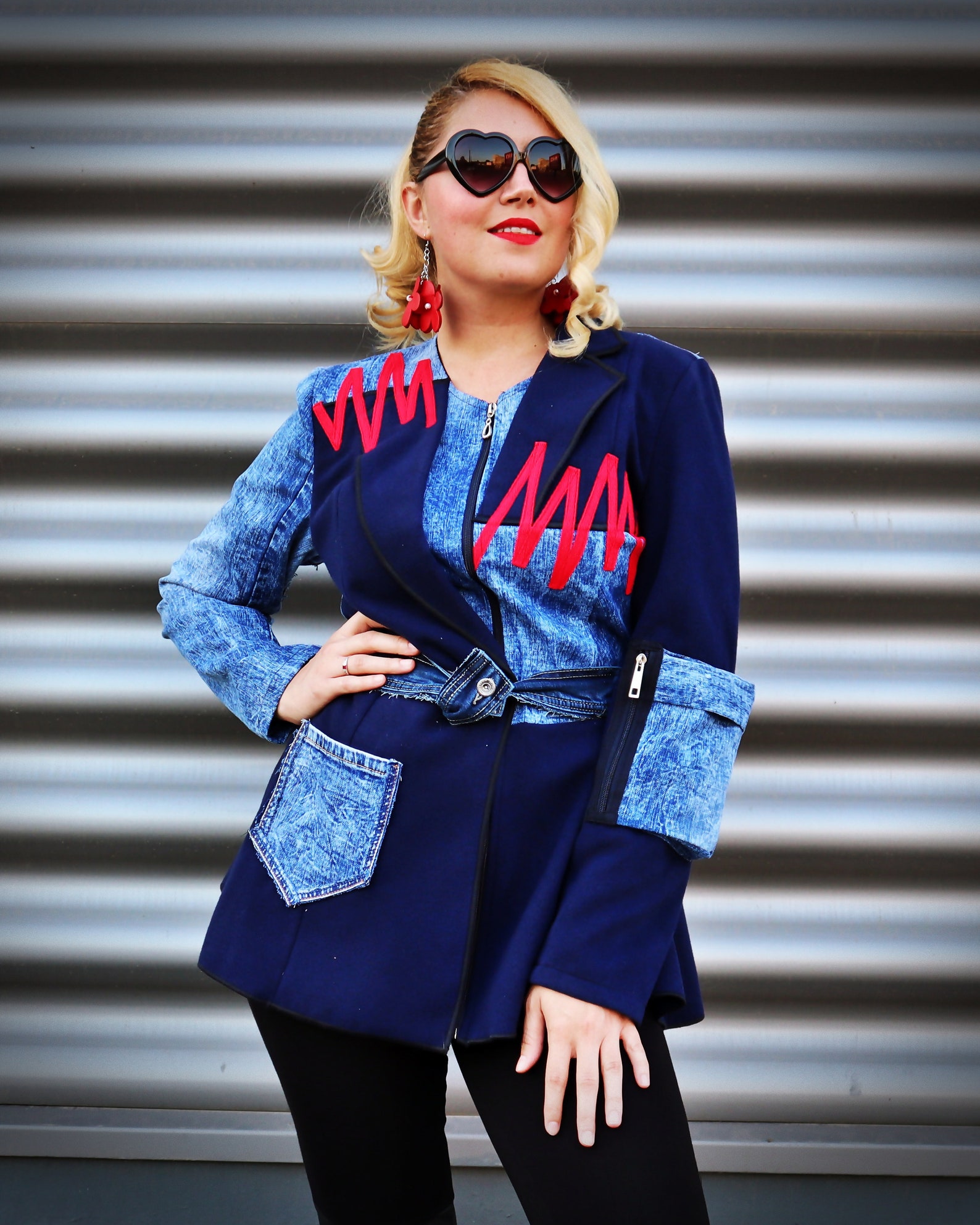 Multi Fabric Denim Jacket for Women Wool and Jean Coat New | Etsy