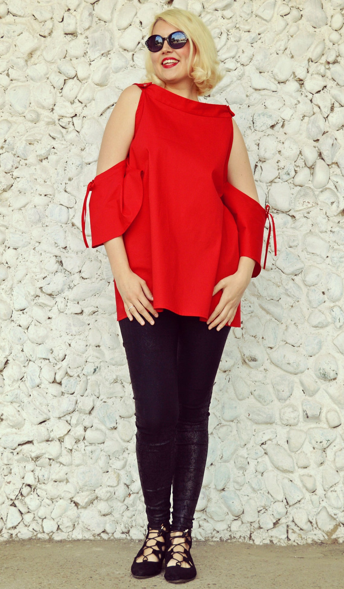 Extravagant Red Top / Cotton Red Top / Red Summer Top TT84 / - Etsy