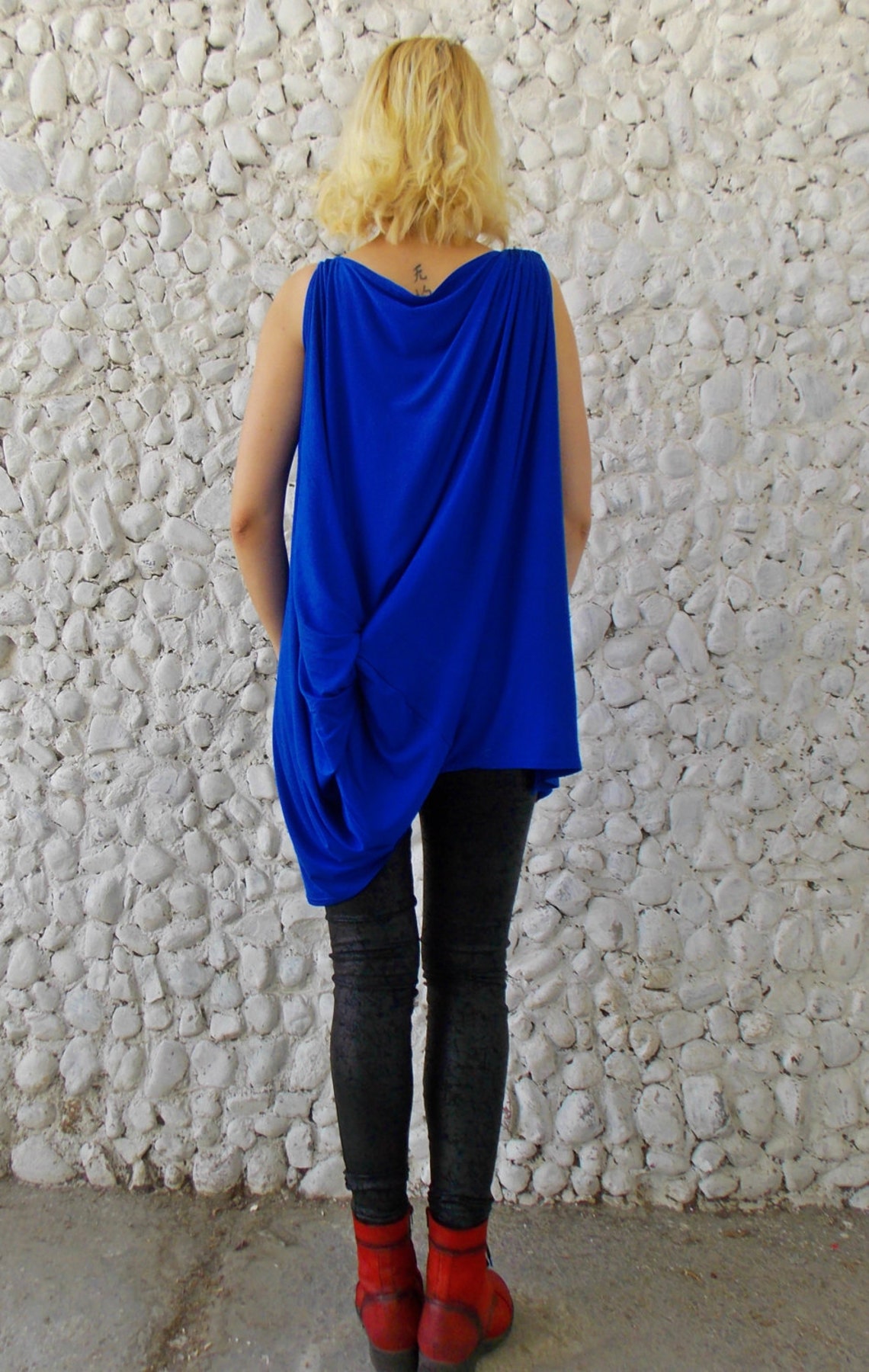 Royal Blue Top Casual Blue Summer Blouse Asymmetric Summer - Etsy