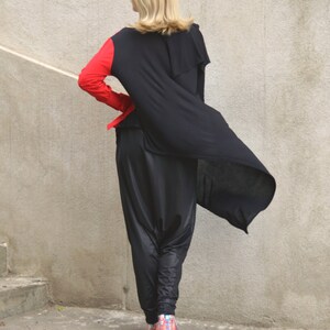 Black and Red Cotton Blouse / Black and Red Asymmetrical Shirt / Black ...