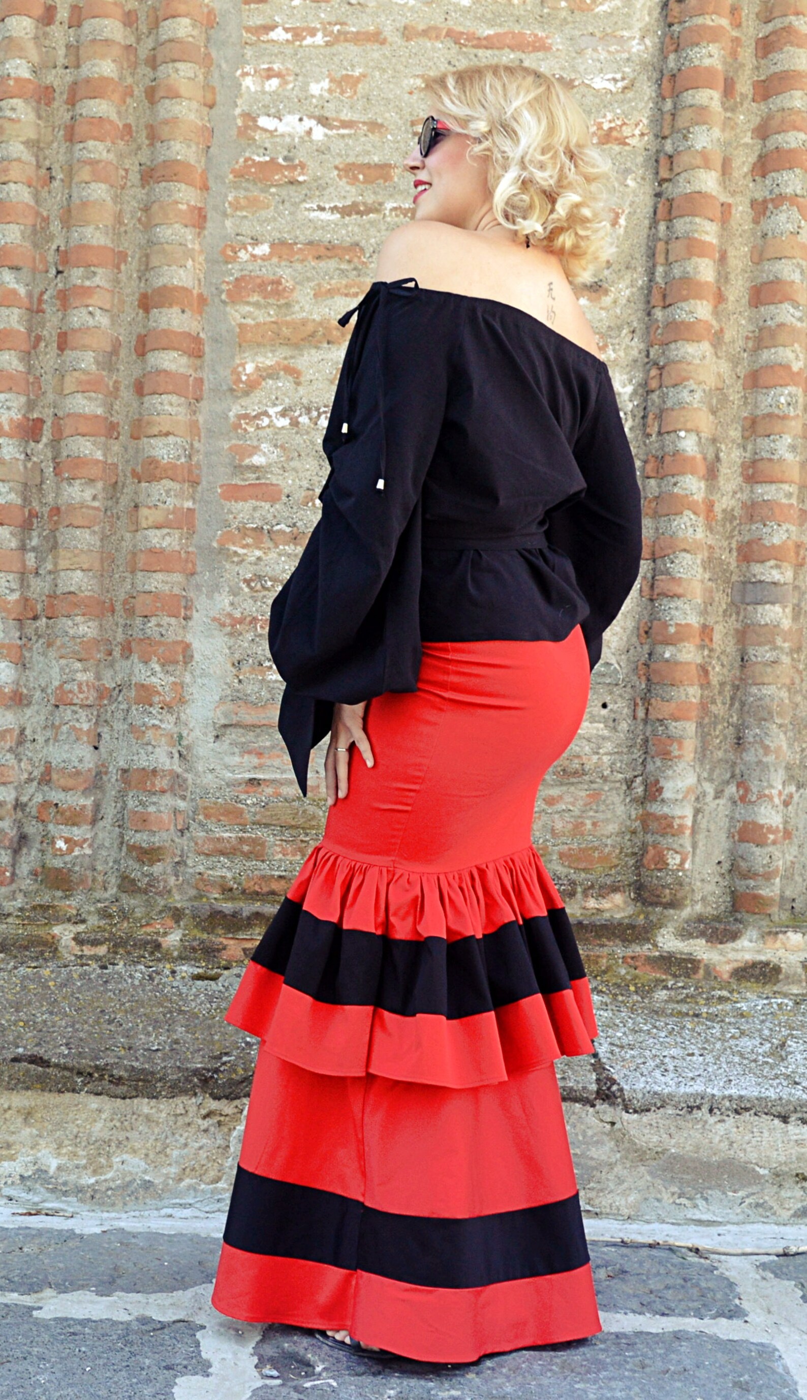 Red Skirt With Ruffles Plus Size High Waisted Skirt TS19 - Etsy