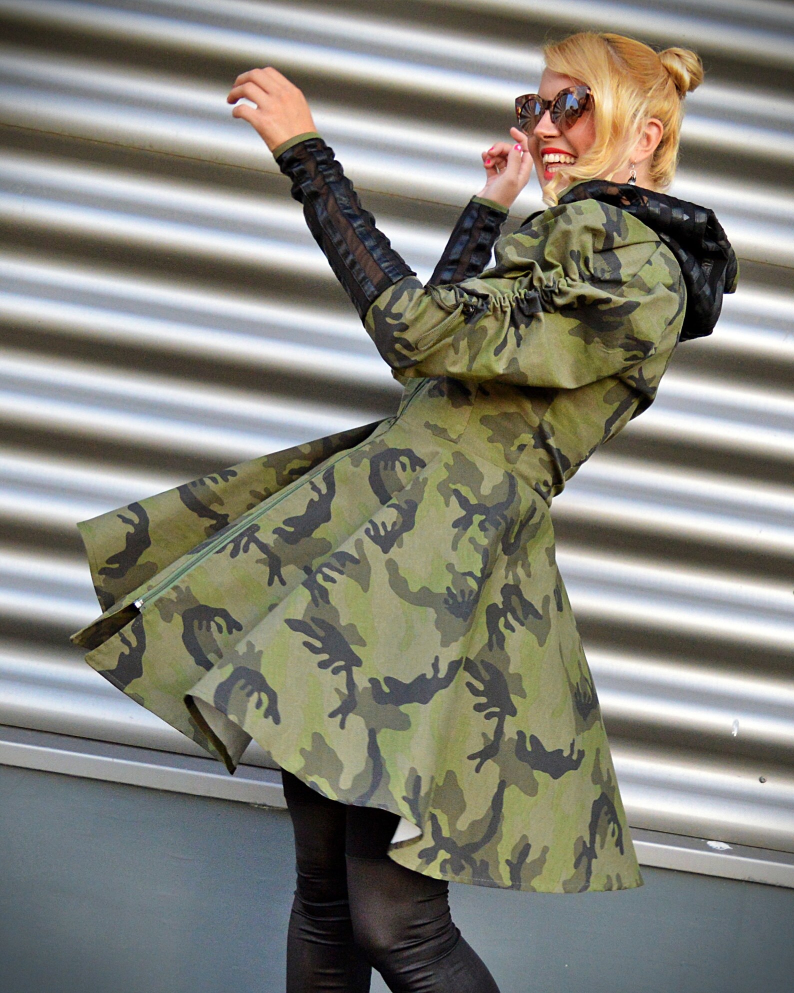 Camouflage Jacket for Women Camo Midi Coat With Hood Military - Etsy