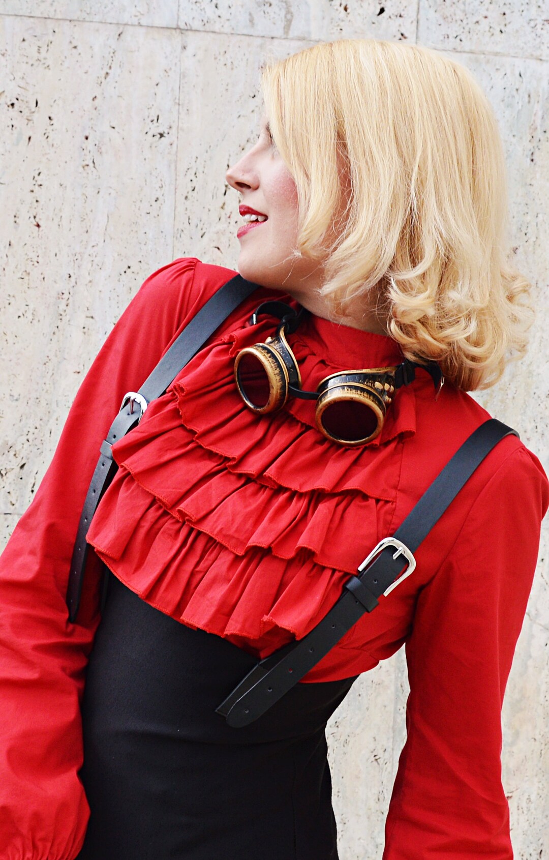 Red Ruffle Top, Cotton Red Shirt , Long Sleeves Red Shirt, TT126 Red ...