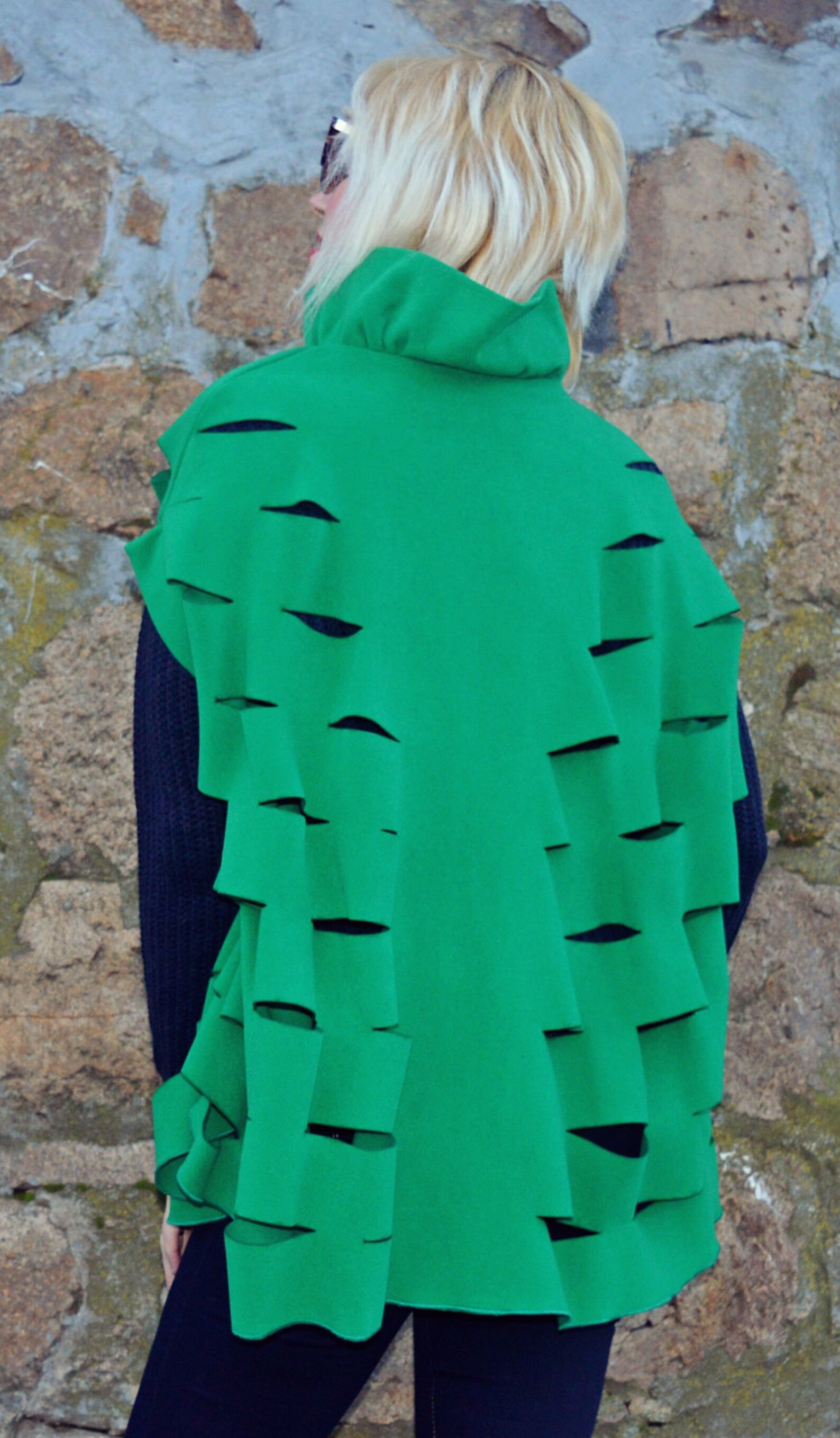 Laser Cut Wool Cape Women's Poncho Cape Cropped Cloak - Etsy