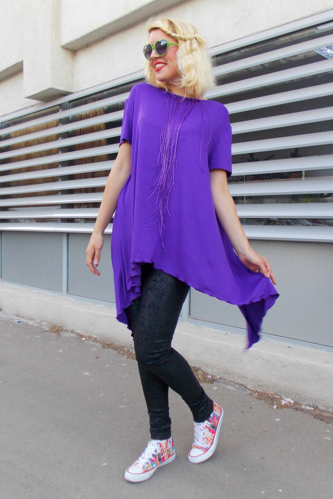 Purple Asymmetrical Top / Purple Summer Top / Purple Blouse - Etsy