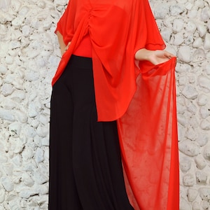 Extravagant Red Top TT87 Long Summer Top Sheer Red Duster - Etsy