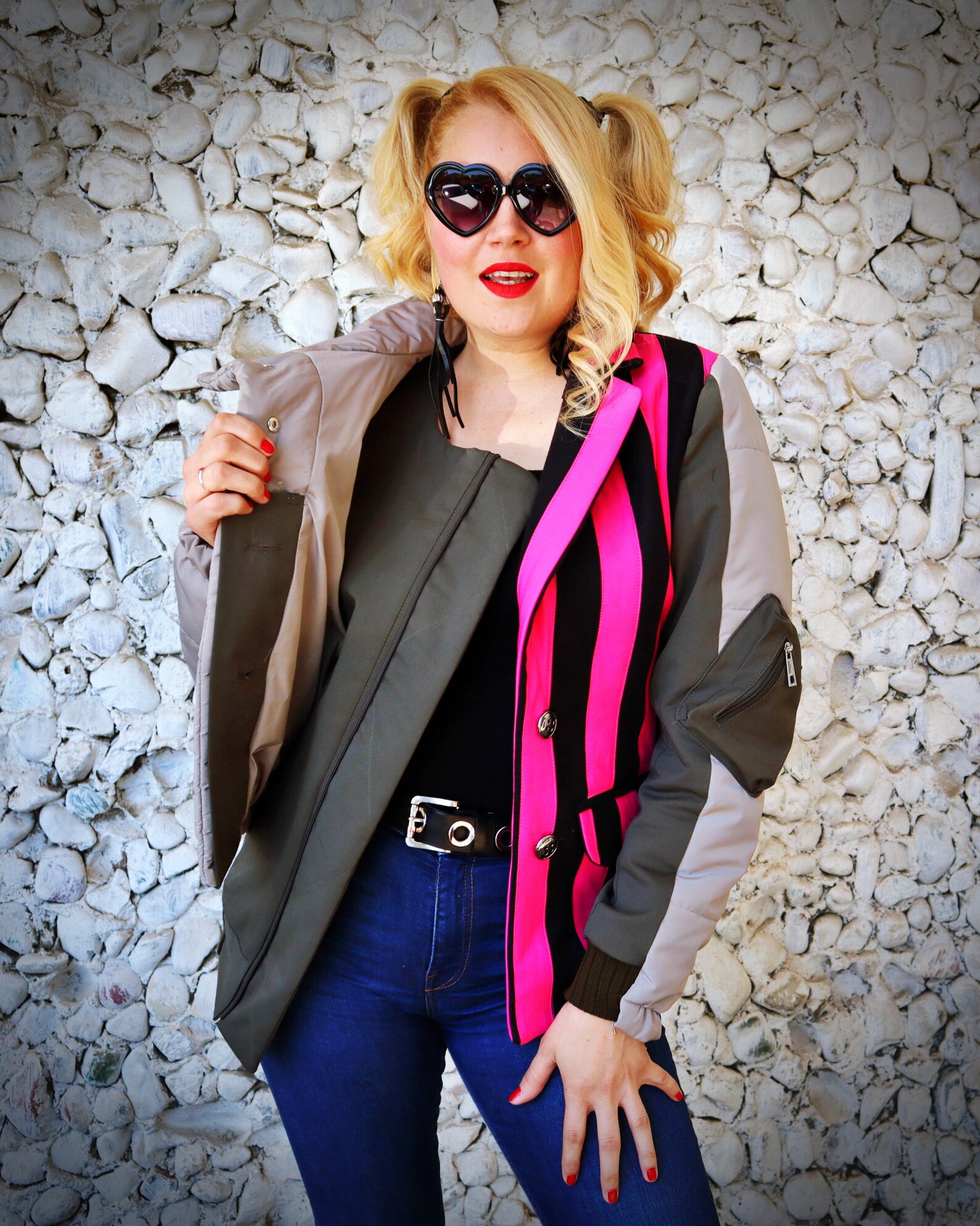 Multi-fabric Jacket Grunge Punk Jacket Jacket With Stripes - Etsy