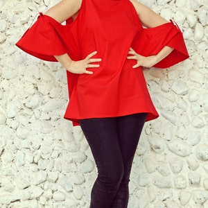 Extravagant Red Top / Cotton Red Top / Red Summer Top TT84 / - Etsy