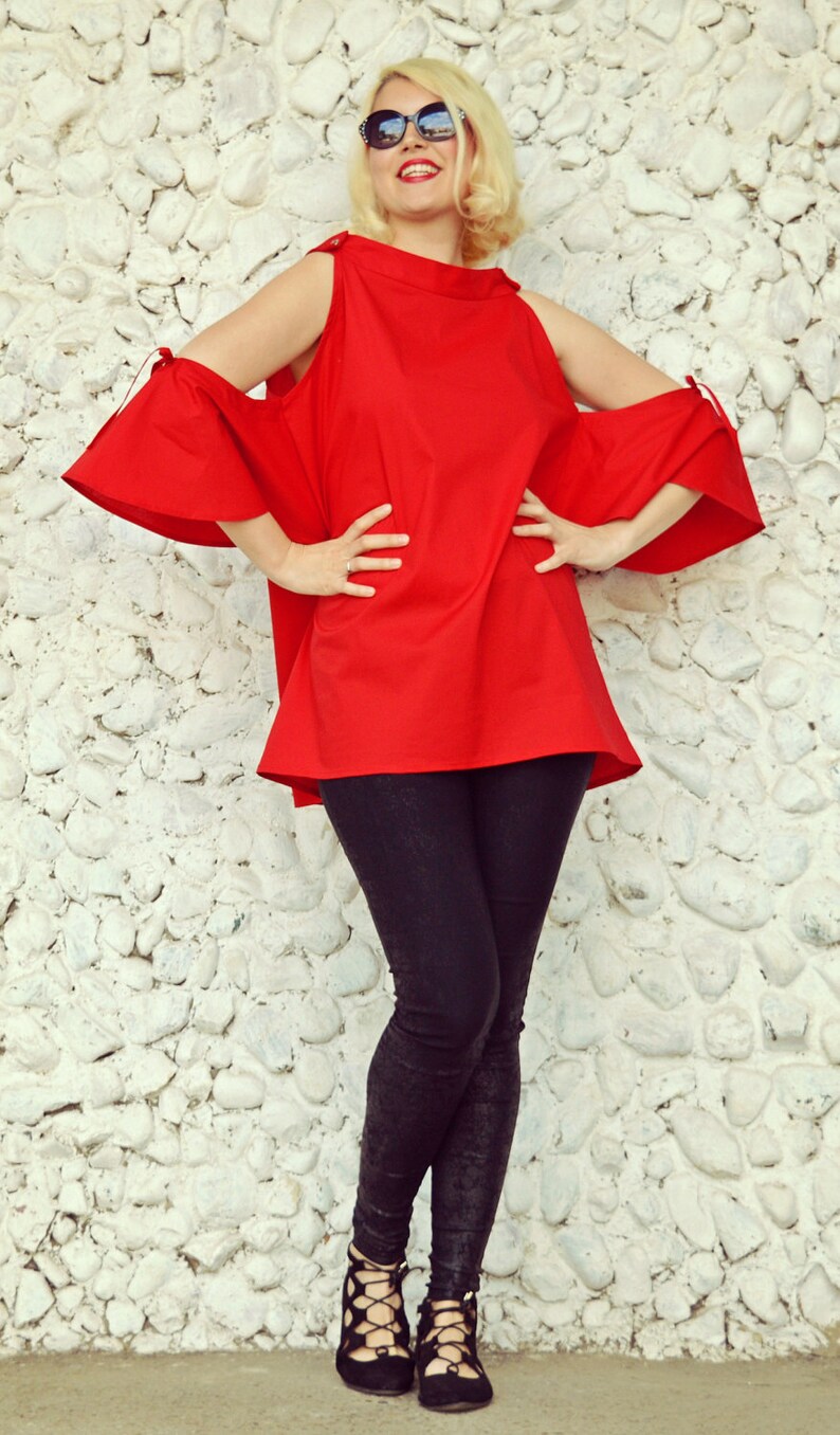 Extravagant Red Top / Cotton Red Top / Red Summer Top TT84 / - Etsy