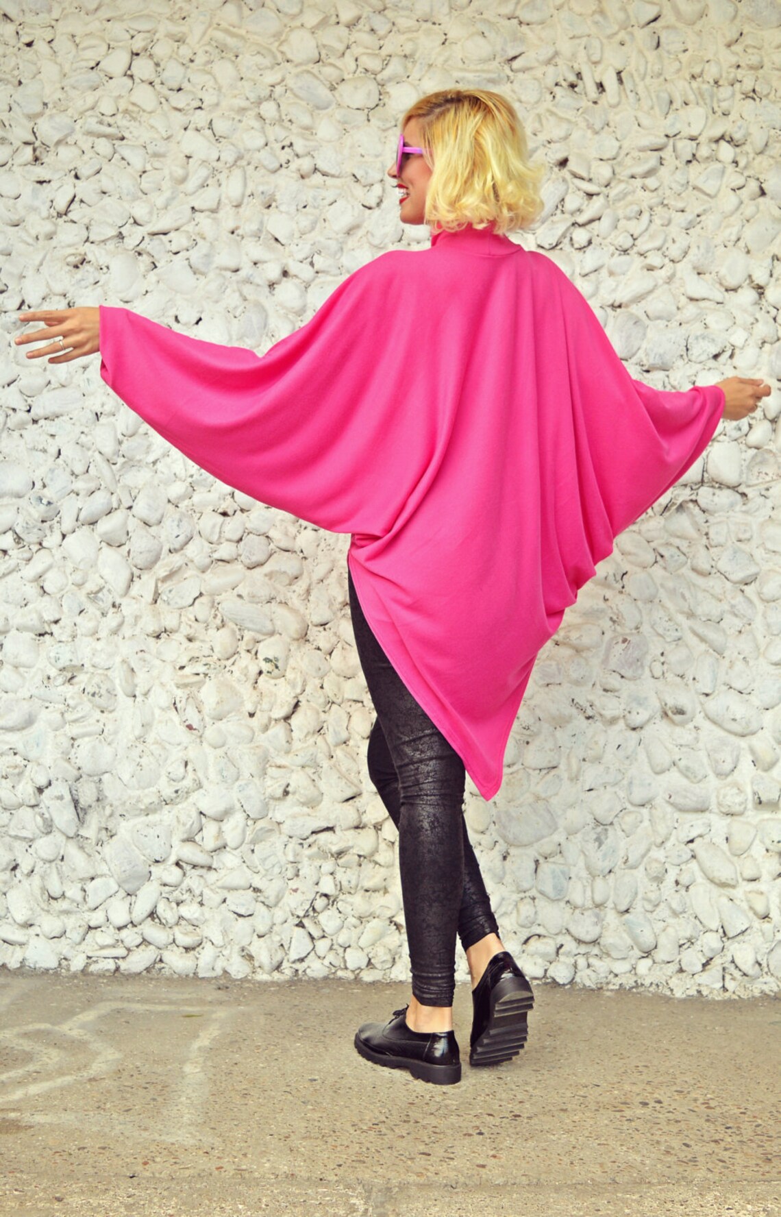 Funky Loose Pink Sweater / Extravagant Pink Top / Asymmetrical - Etsy