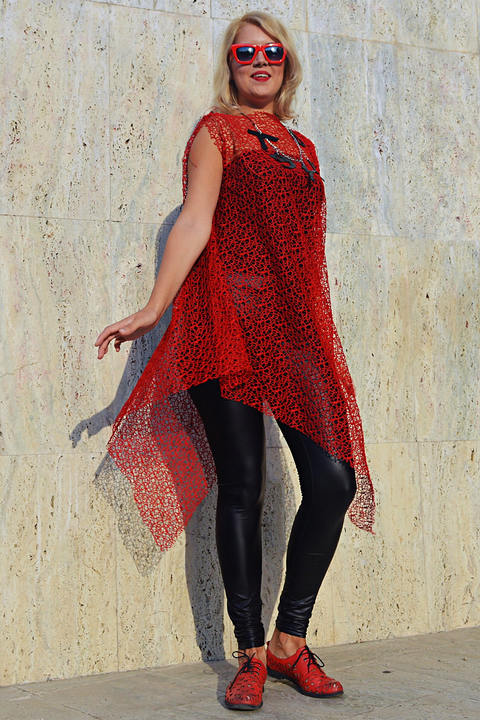 Formal Lace Tunic Party Dress for Women Red Mash Tunic TT122 | Etsy