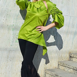 Lime Green Top, off Shoulders Blouse, Lime Green Tunic Top TT133 ...