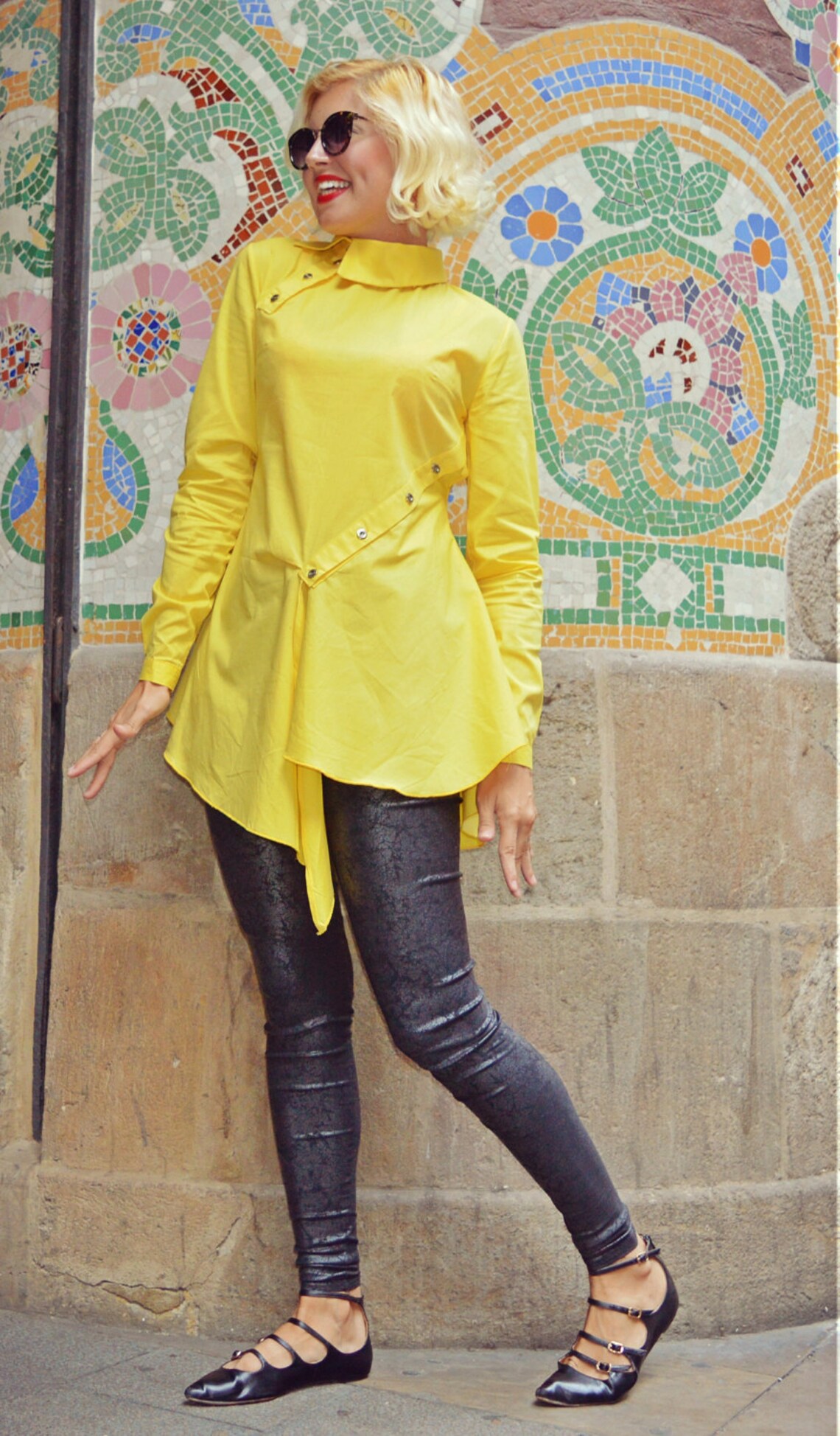 Extravagant Lemon Yellow Blouse / Pure Cotton Lemon Yellow Top | Etsy