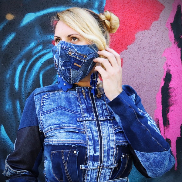 Denim Face Mask - Etsy