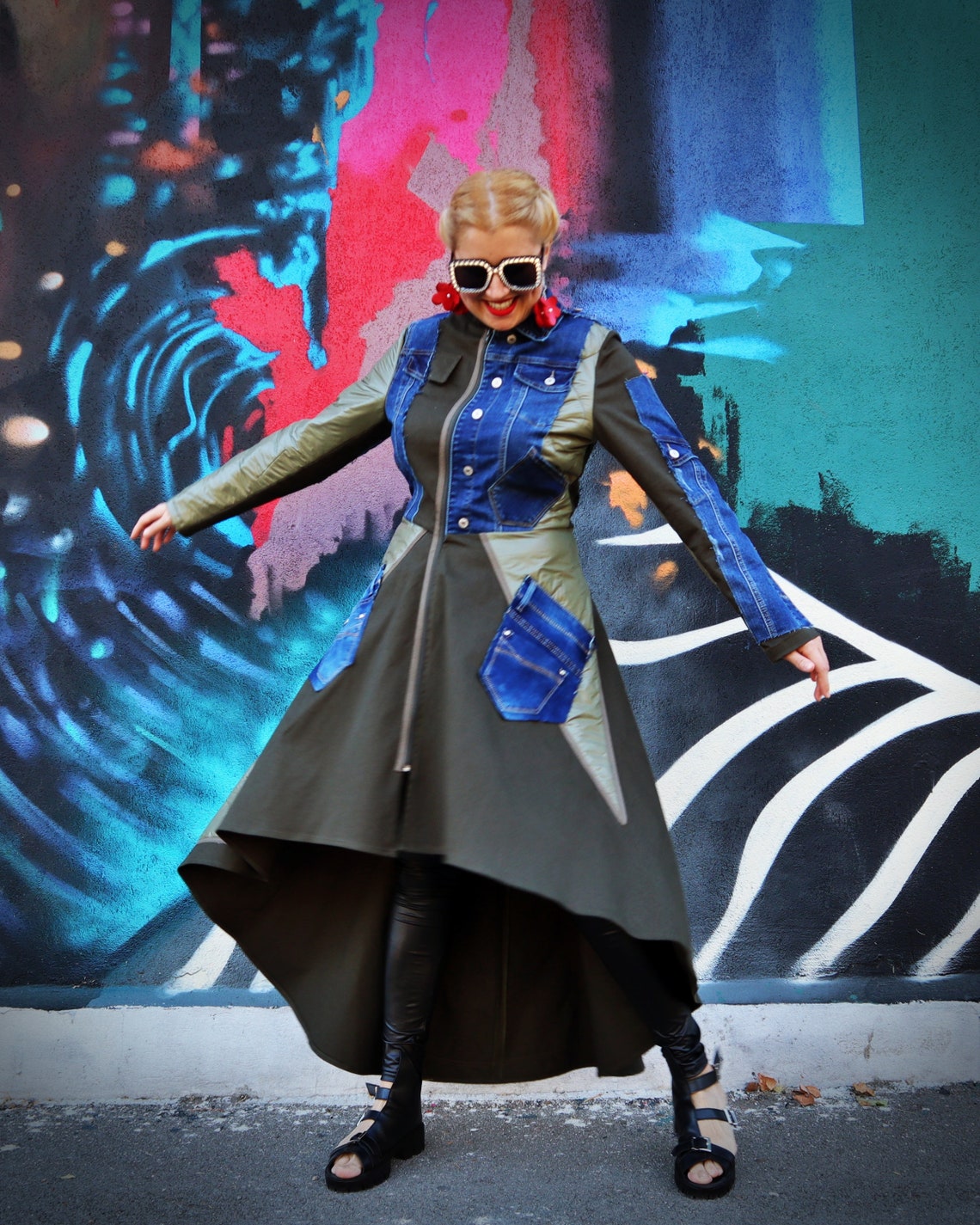 Multi Fabric Long Jacket Mix Fabrics Long Jacket Patchwork | Etsy