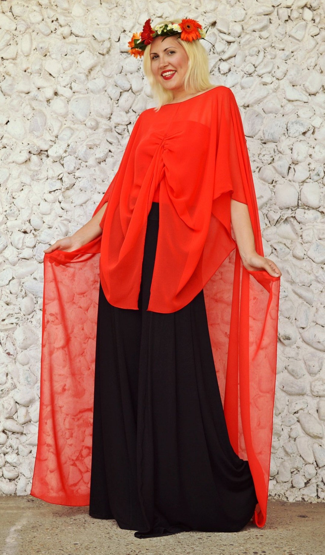 Extravagant Red Top TT87 Long Summer Top Sheer Red Duster - Etsy